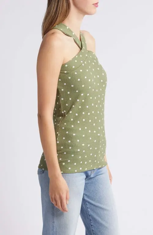 Loveappella Polka Dot Halter Top - Sage