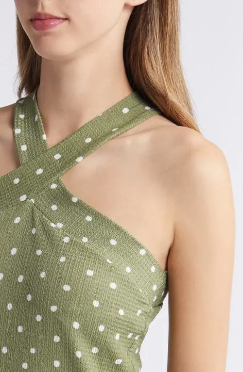 Loveappella Polka Dot Halter Top - Sage