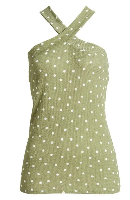 Loveappella Polka Dot Halter Top - Sage