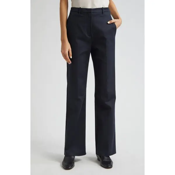 Emporio Armani Cotton-blend Flare Pants - Solid Blue Navy