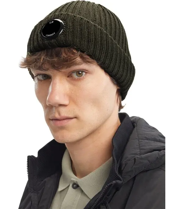 C.P. COMPANY Ribbed Beanie - Green