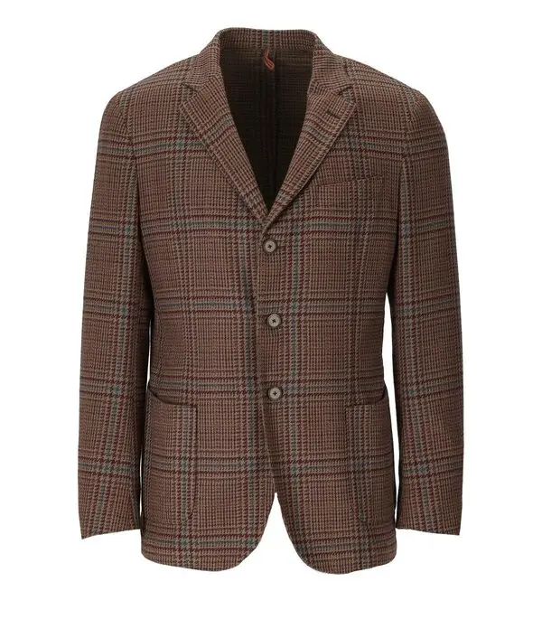 SANTANIELLO Tartan Single Breasted Jacket - Brown