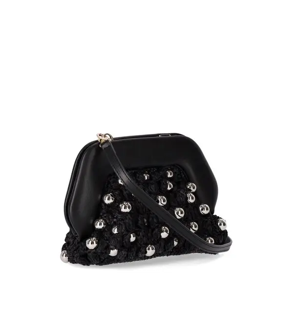 THEMOIRE Gea Straw Beaded Clutch - Black