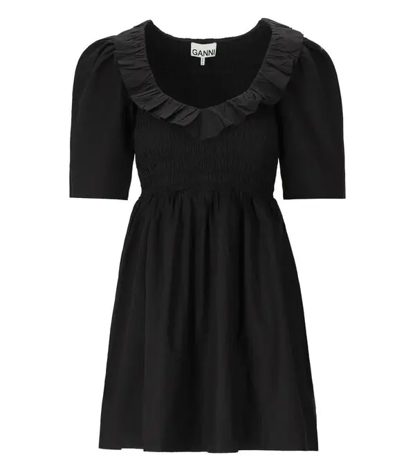 Ganni Poplin Dress - Black | Editorialist