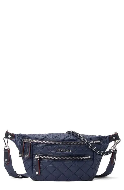 Mz Wallace Small Crosby Quilted Nylon Convertible Sling Bag - Navy