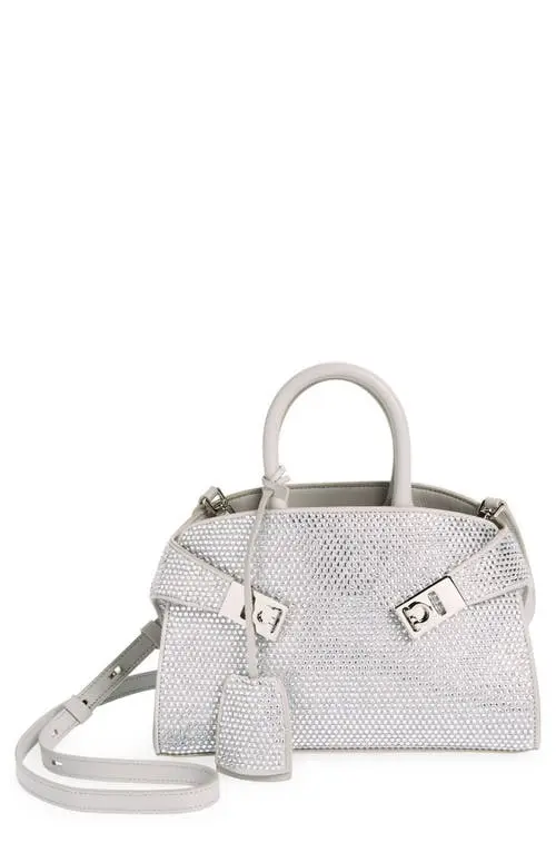 FERRAGAMO Strass Crystal Mini Top Handle Bag - Perla