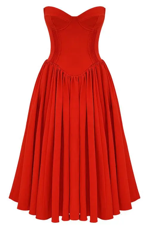 slim fit dress slacks Lianne Strapless Maxi Dress / Red | Meshki main image 1