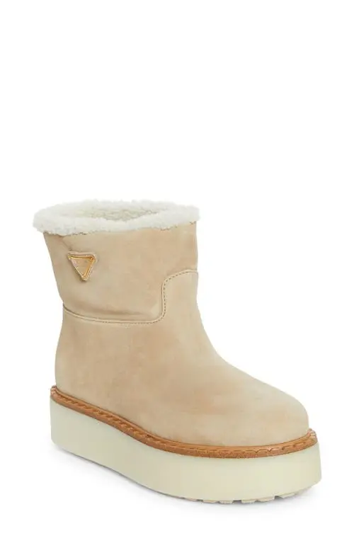 Prada Evolve Genuine Shearling Bootie - Ecru