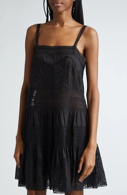 Zimmermann Halliday Tiered Lace Trim Shift Dress In Black - 70% Off |  Editorialist