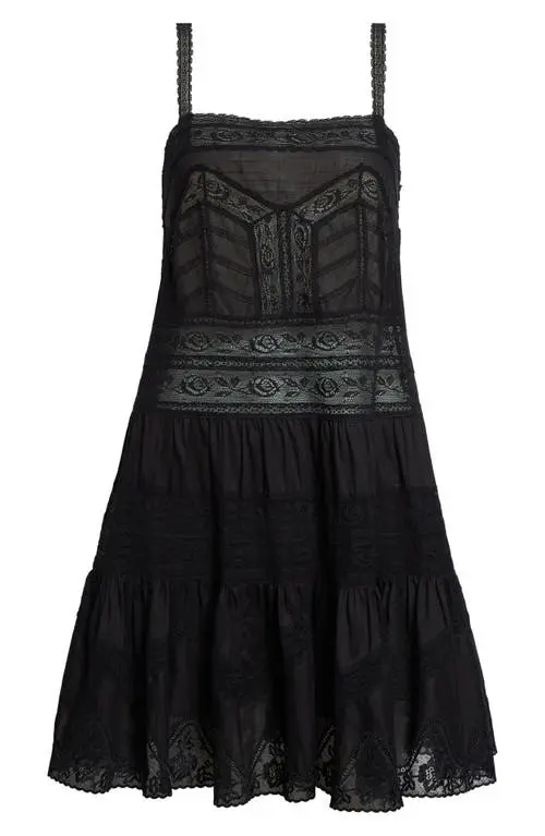 Zimmermann Halliday Tiered Lace Trim Shift Dress In Black - 70% Off |  Editorialist