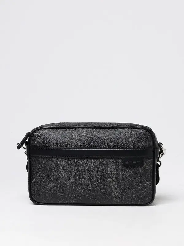 Etro Coated Cotton Bag With Paisley Print - Black