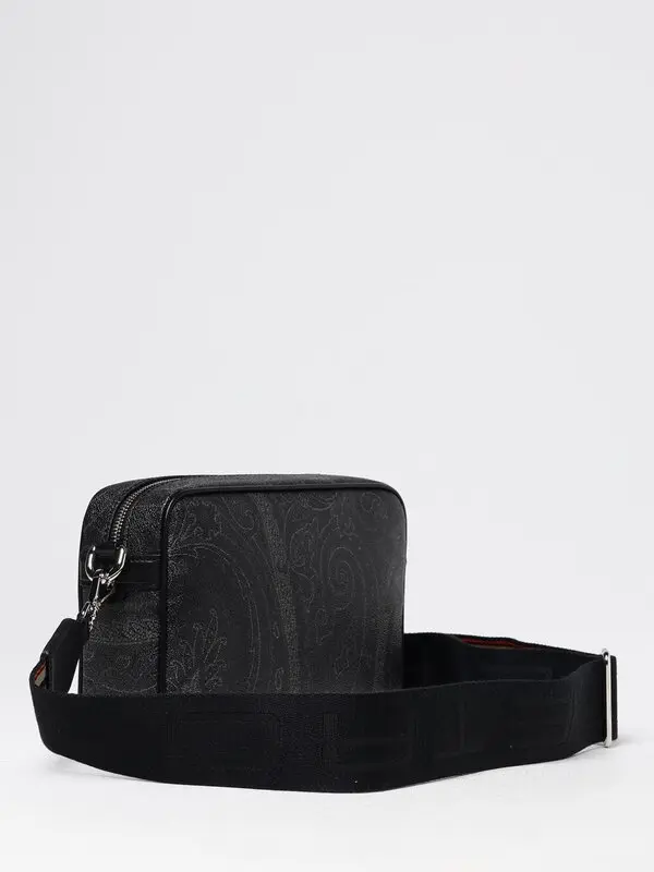 Etro Coated Cotton Bag With Paisley Print - Black