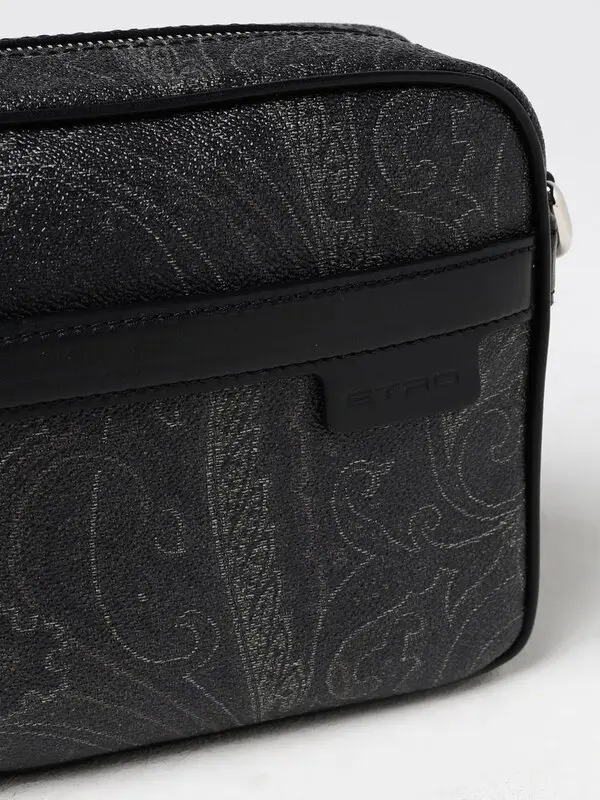 Etro Coated Cotton Bag With Paisley Print - Black