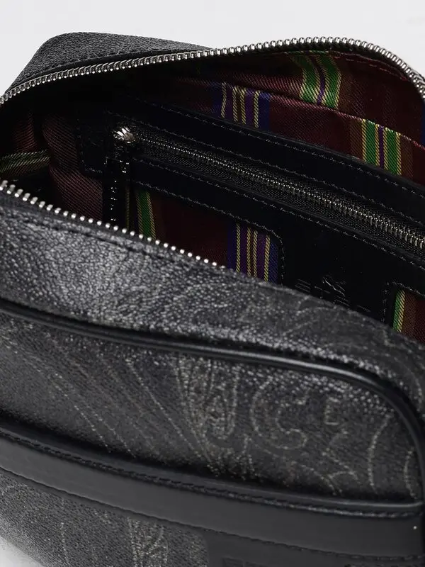 Etro Coated Cotton Bag With Paisley Print - Black