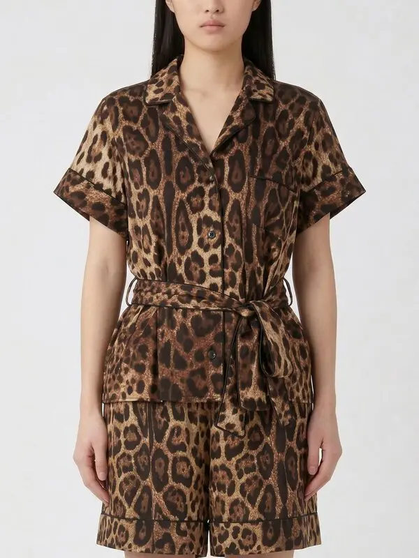 Dolce & Gabbana Animalier Printed Silk Shirt - Brown