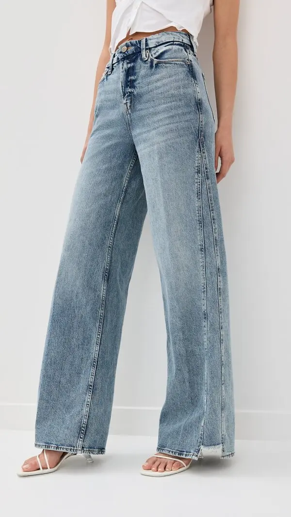 Good American Wide Leg Step Insert Jeans