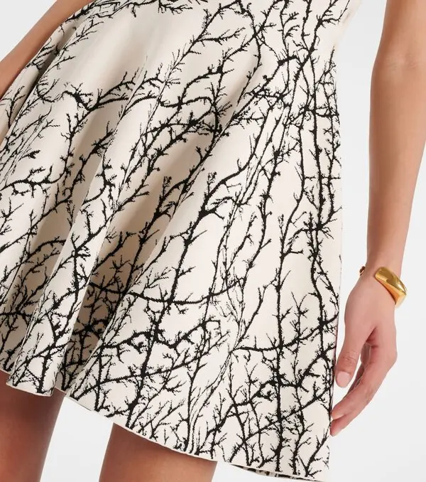 Alexander Mcqueen Thorn Branches Jacquard Minidress - White