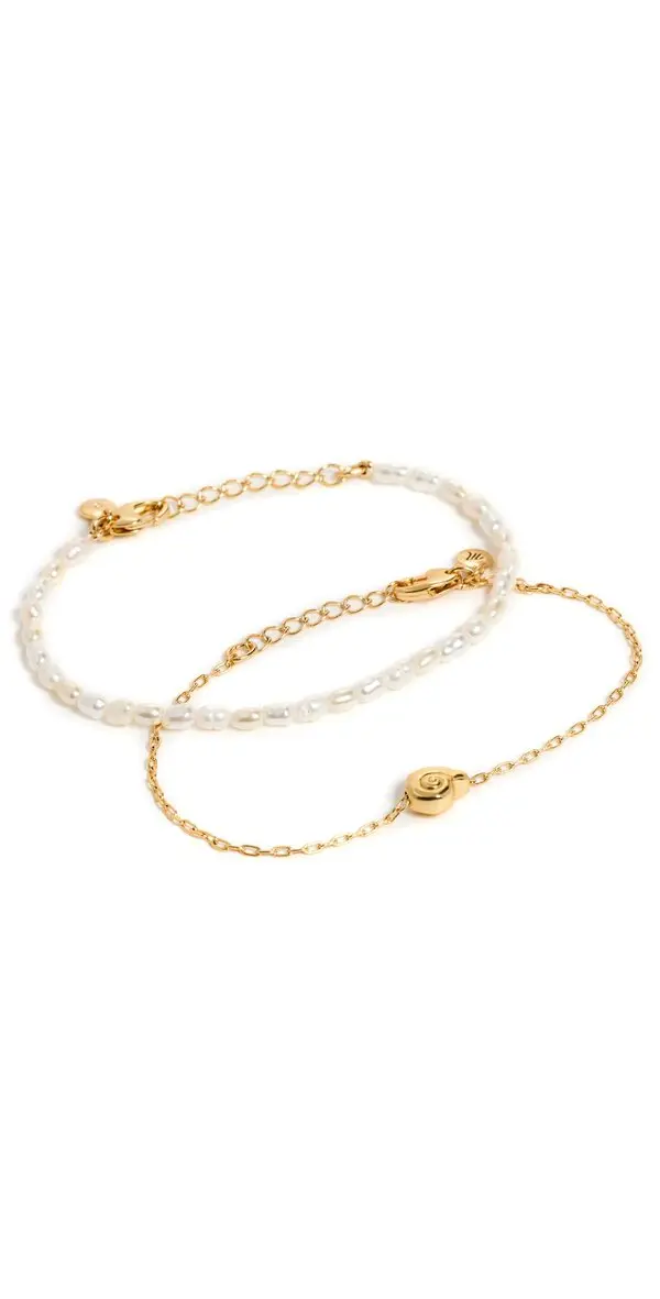 Madewell Nautilus Bracelet Set Of In Pale Gold 30% Off