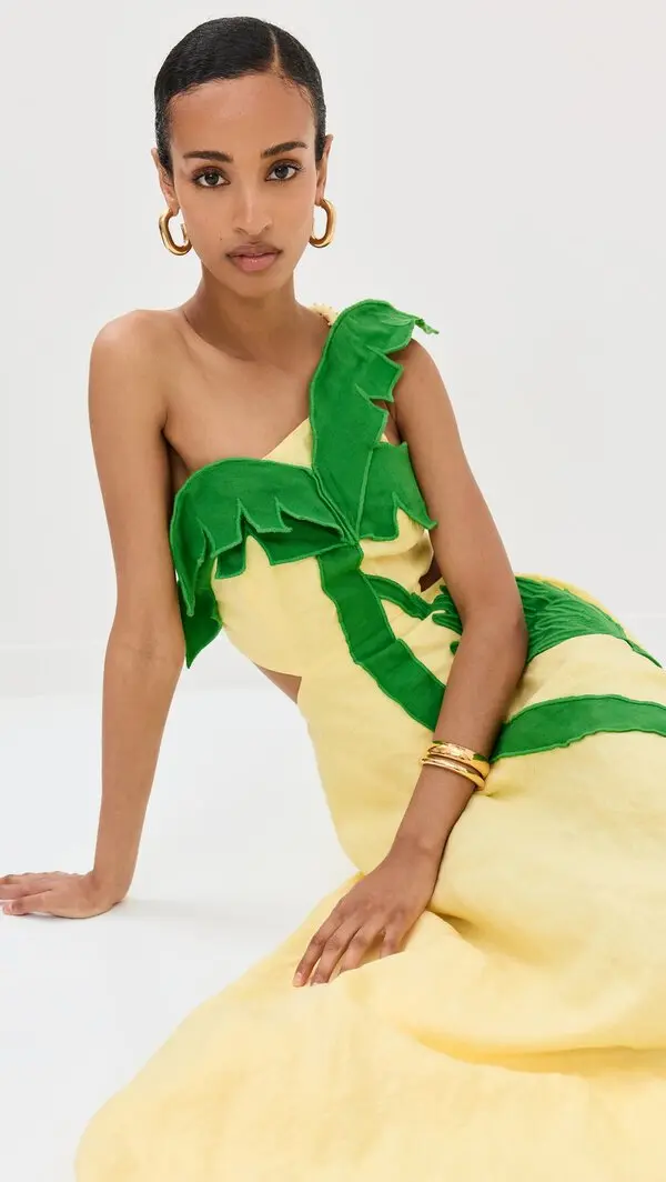 white christmas dresses Green Boho Embroidered Cotton Midi Dress – Saffron Threads main image 0