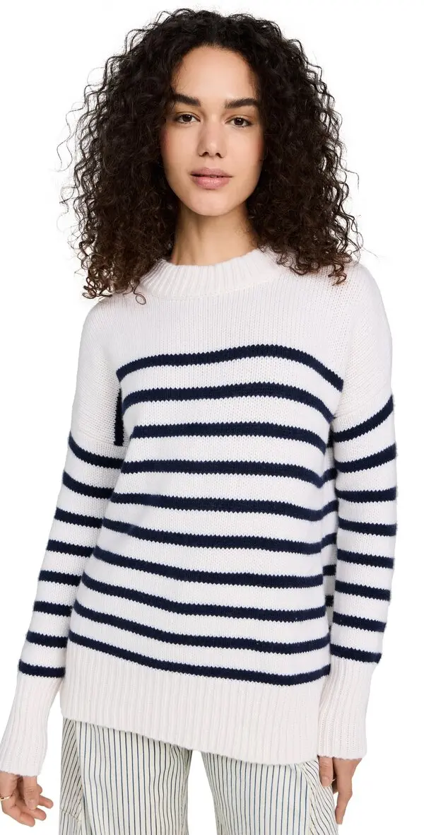 LA LIGNE Marin Striped Sweater - Cream/navy