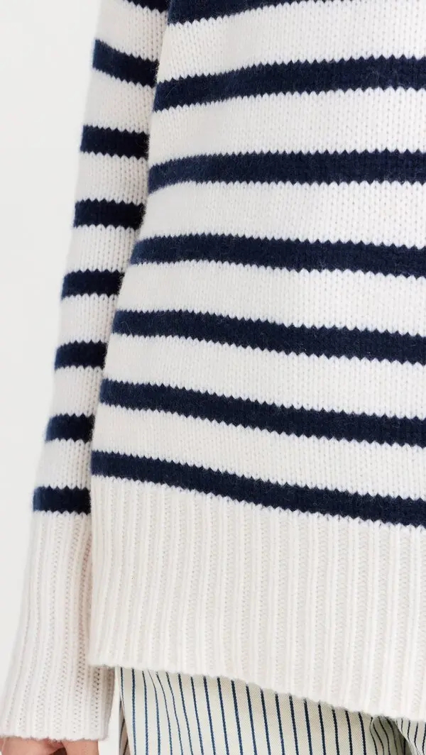 LA LIGNE Marin Striped Crewneck Sweater - Cream/navy