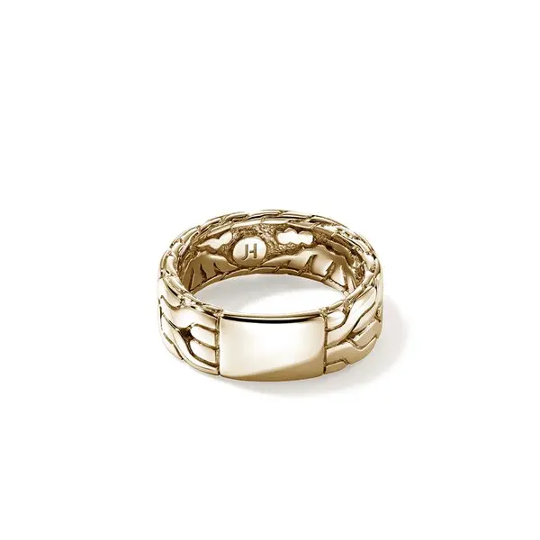 John Hardy Carved Chain Band Ring 8mm - Gold