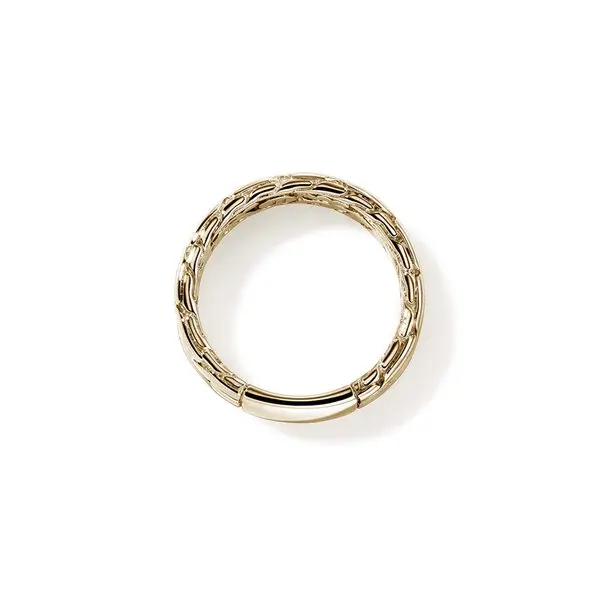John Hardy Carved Chain Band Ring 8mm - Gold