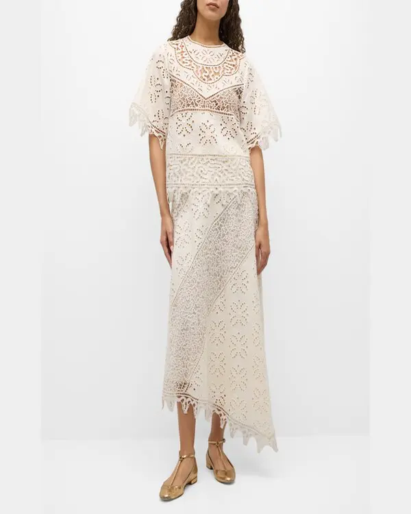 Ulla Johnson Aria Cutwork Embroidered Linen Blouse