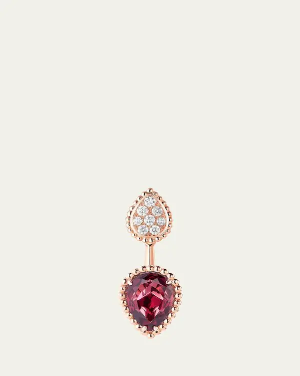 Boucheron 18k Pink Gold Serpent Boheme Rhodolite And Diamond Earring - Rose Gold