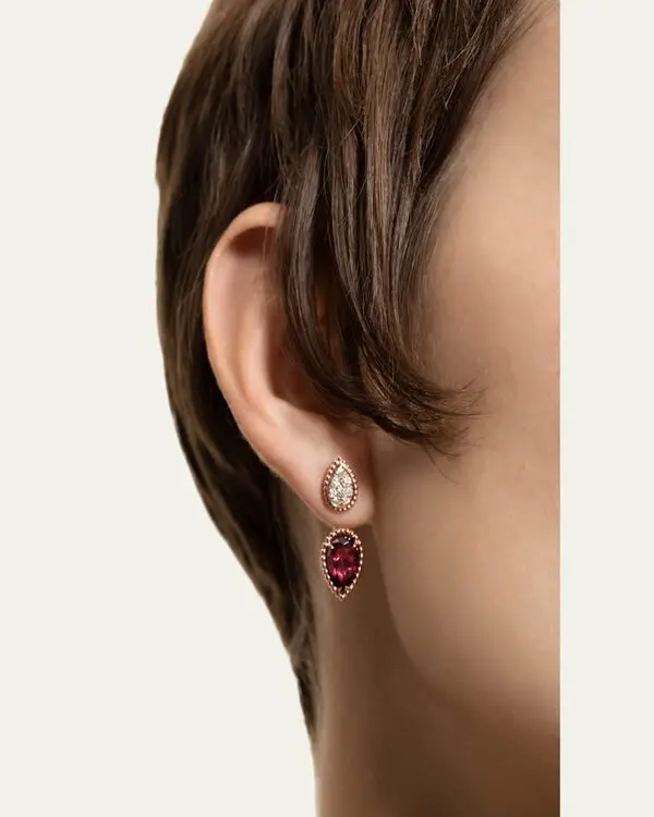 Boucheron 18k Pink Gold Serpent Boheme Rhodolite And Diamond Earring