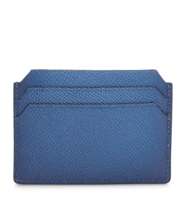 Santoni Leather Card Holder - Navy