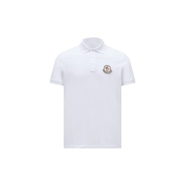 Moncler Pixel Logo Cotton Piquet Polo Shirt - White | Editorialist
