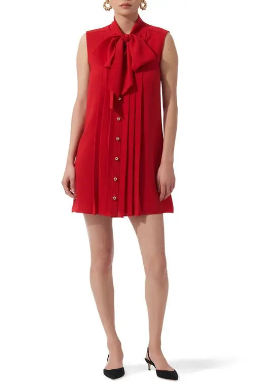 Carolina Herrera Pleated Tie Neck Minidress