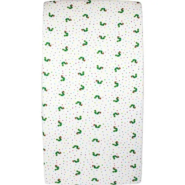 L'OVEDBABY X The Very Hungry Fitted Organic Cotton Crib Sheet - Caterpillar