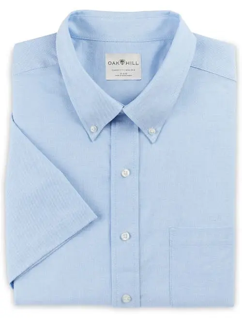 OAK HILL BY DXL Pinpoint Dress Shirt - Blue