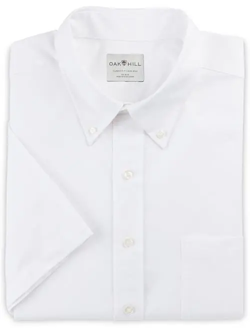 OAK HILL BY DXL Big & Tall Pinpoint Dress Shirt - White