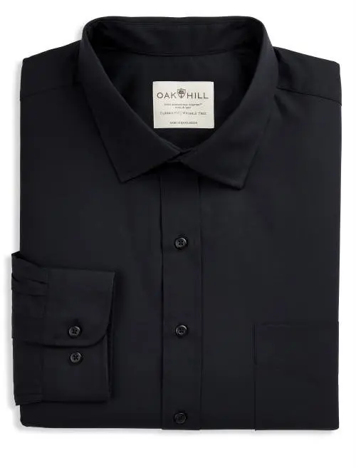 OAK HILL BY DXL Big & Tall Broadcloth Dress Shirt - Black