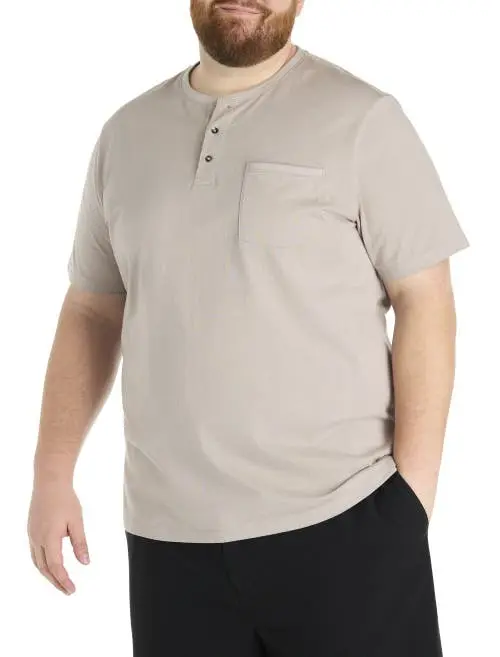 HARBOR BAY BY DXL Slub Henley Shirt - Drizzle