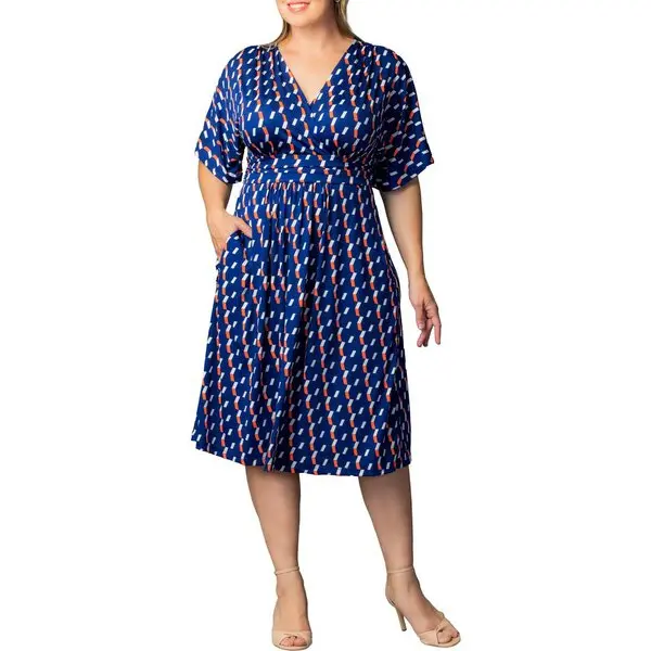 KIYONNA Gia Floral Midi Dress - Navy Multi