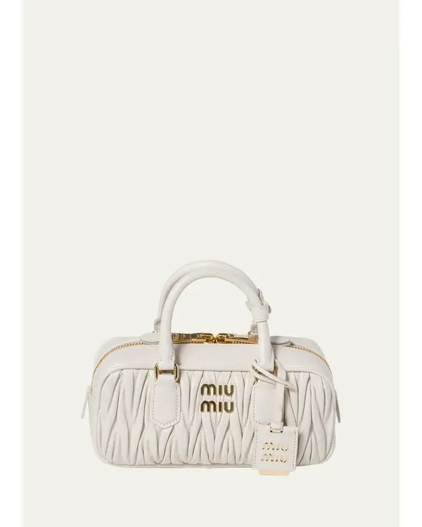 Miu Miu Zip Quilted Leather Top-handle Bag - Bianco