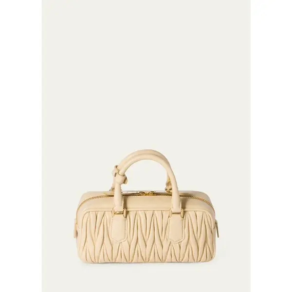 Miu Miu Zip Quilted Leather Top-handle Bag - Bianco