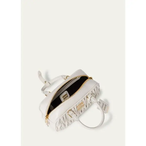 Miu Miu Zip Quilted Leather Top-handle Bag - Bianco