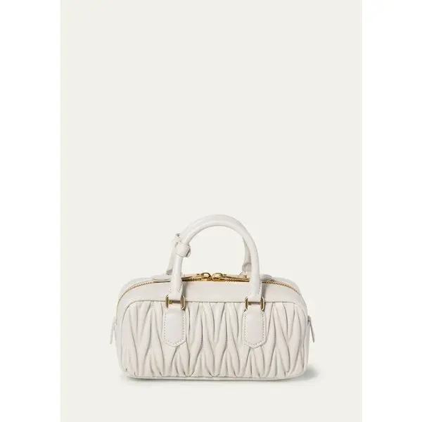Miu Miu Zip Quilted Leather Top-handle Bag - Bianco