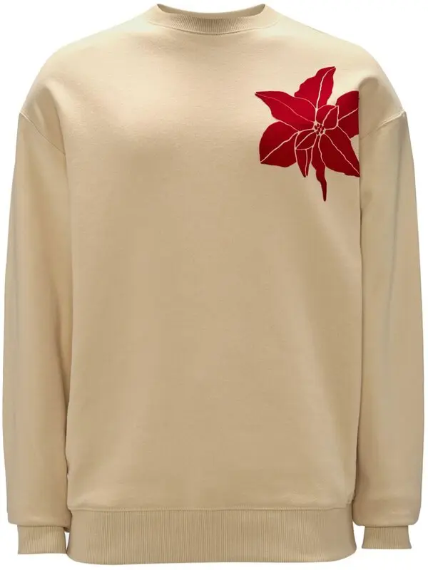 JW Anderson Floral-print Organic Cotton Sweatshirt - Neutrals