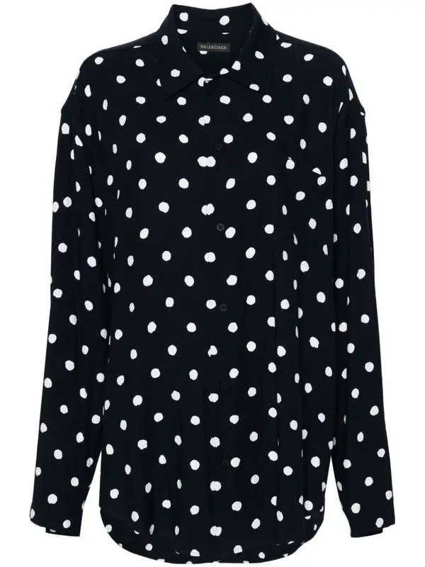 Balenciaga Long-sleeved Polka Dot Shirt