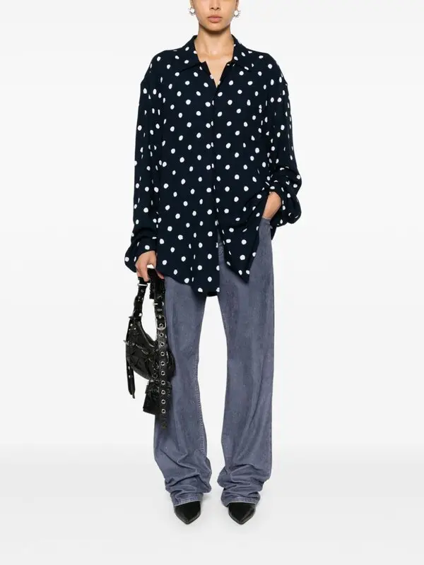 Balenciaga Long-sleeved Polka Dot Shirt