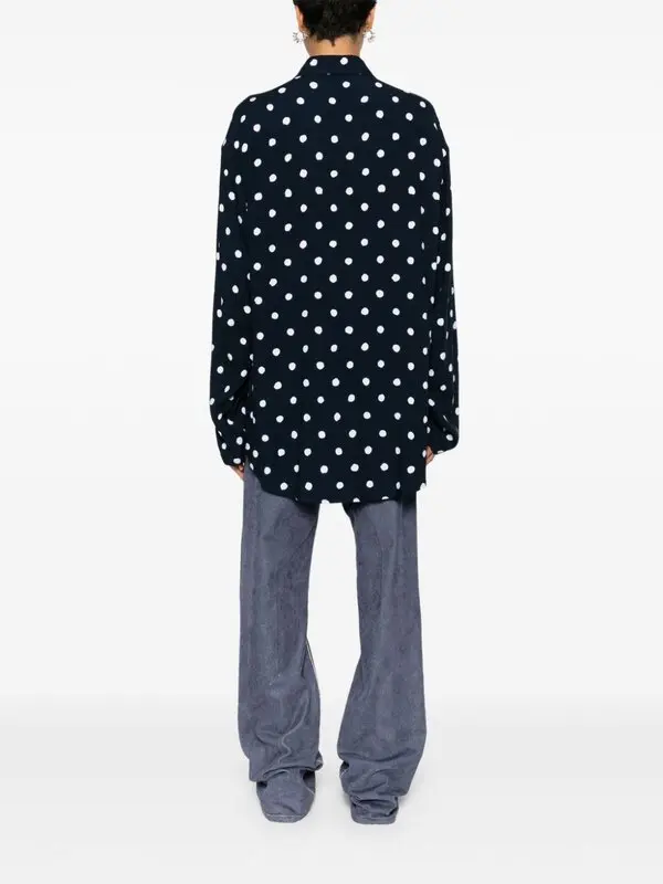 Balenciaga Long-sleeved Polka Dot Shirt