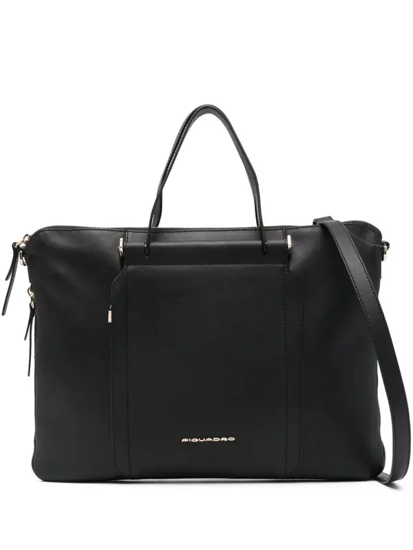 PIQUADRO Leather Laptop Bag - Black