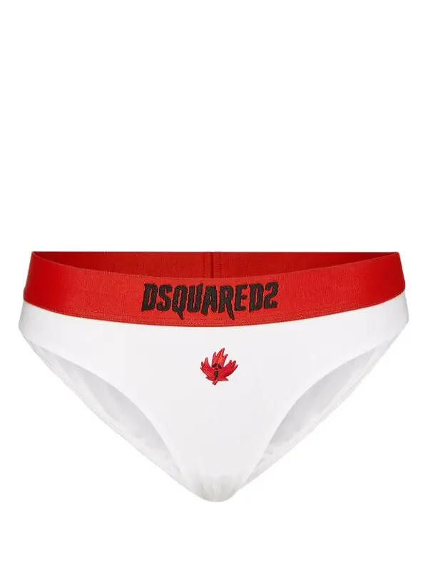Dsquared2 Maple Leaf-embroidered Briefs - White