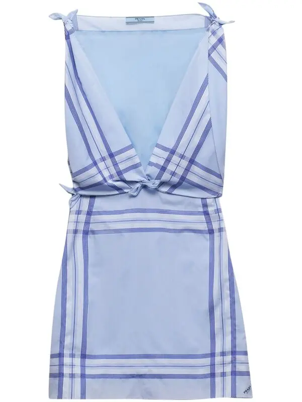 Prada Checked Cotton Mini Dress